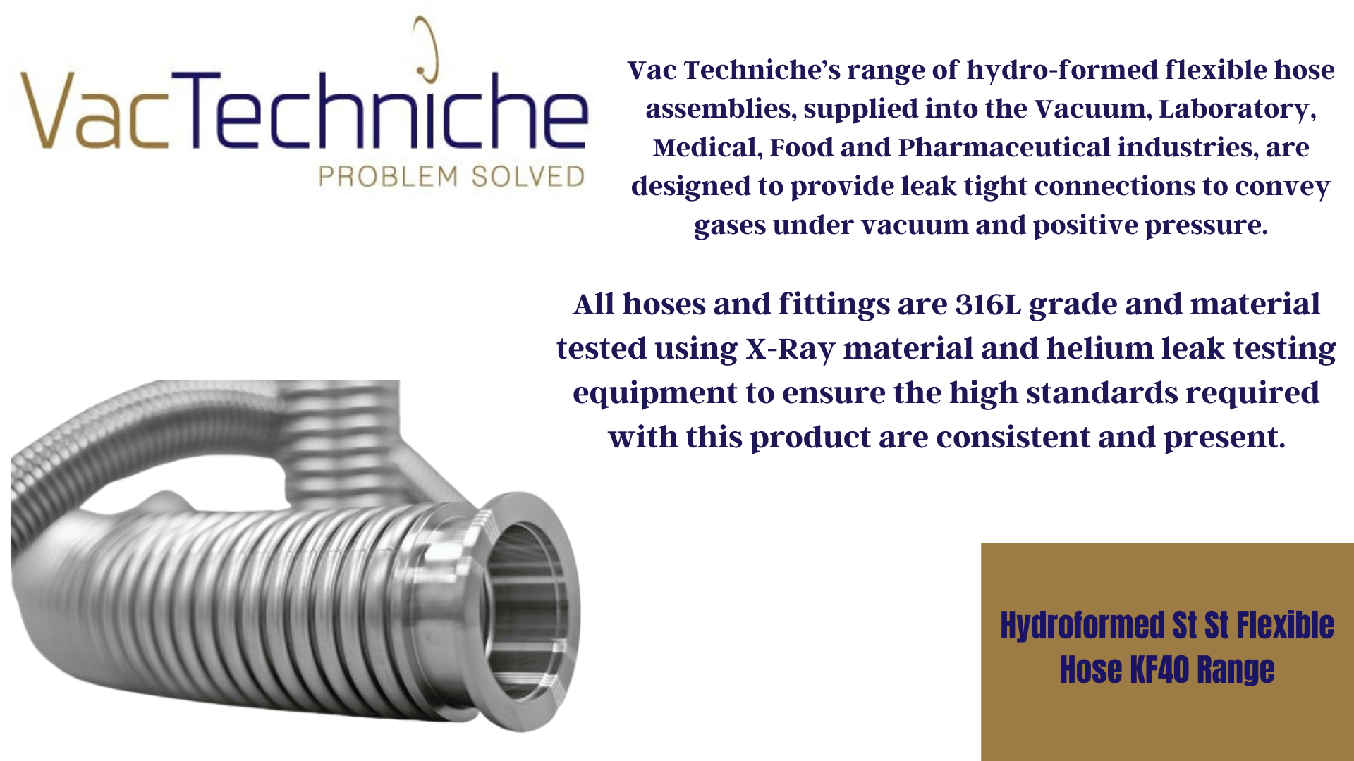 Flexible Hose:Hydroformed tube with KF fitting Range DN40 - SRL