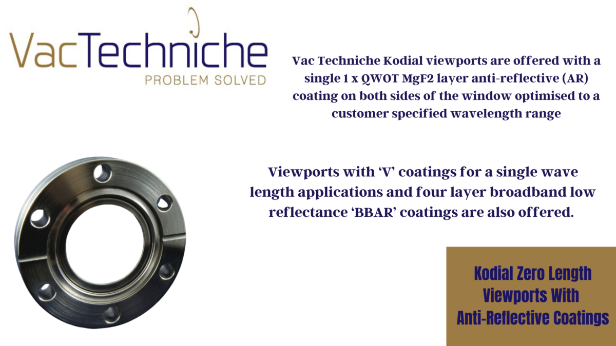 Kodial Zero Length Viewports With Anti-Reflective Coatings - SRL